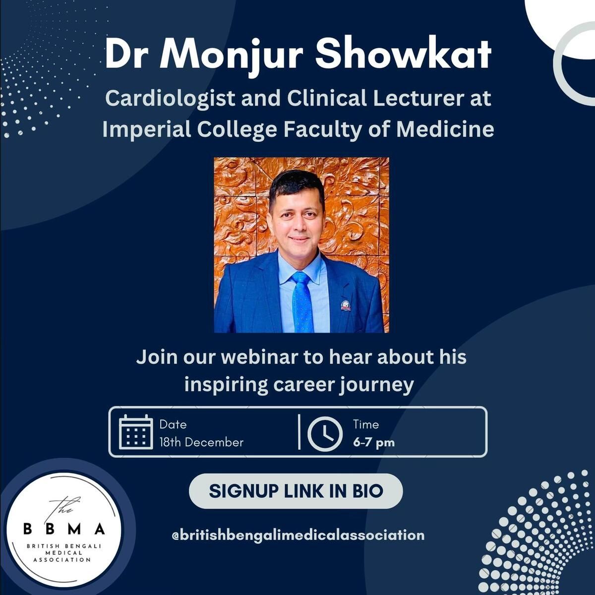 BBMA Career Series: Dr Monjur Showkat's Journey | Event listing | MedAll