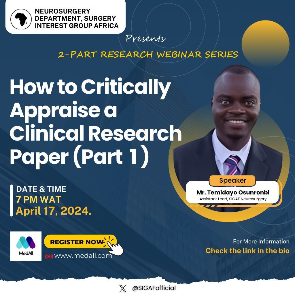 HOW TO CRITICALLY APPRAISE A CLINICAL RESEARCH PAPER (PART 1) | Event listing | MedAll
