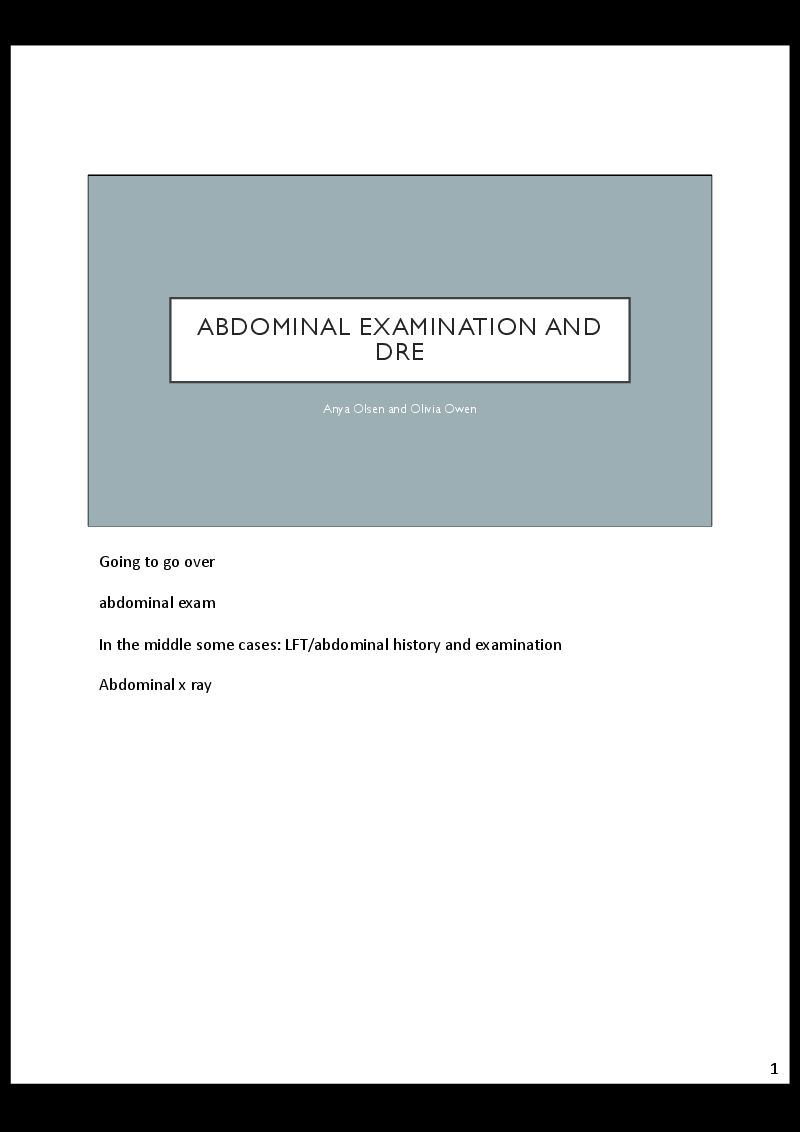 Abdominal and DRE examination | Content | MedAll