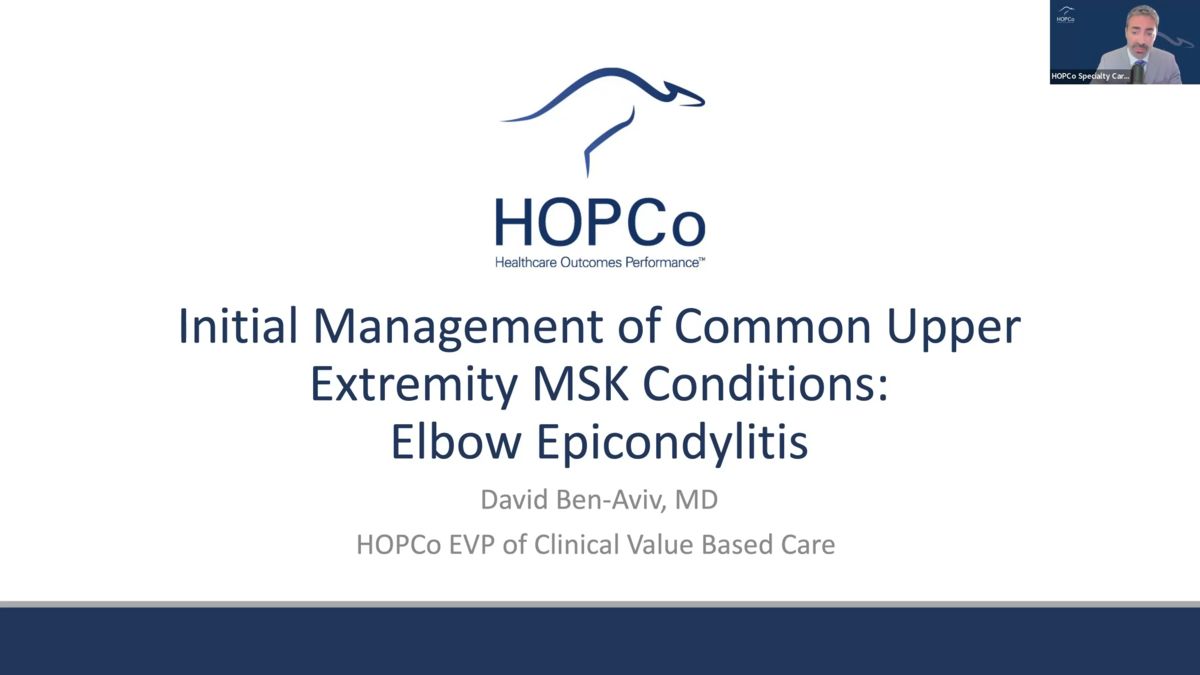 VBC Overview for Common Upper Extremity MSK Conditions: Elbow ...