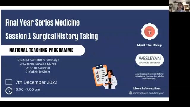 Mind the Bleep Final Year Series Surgery: History Taking with demonstration | Content | MedAll